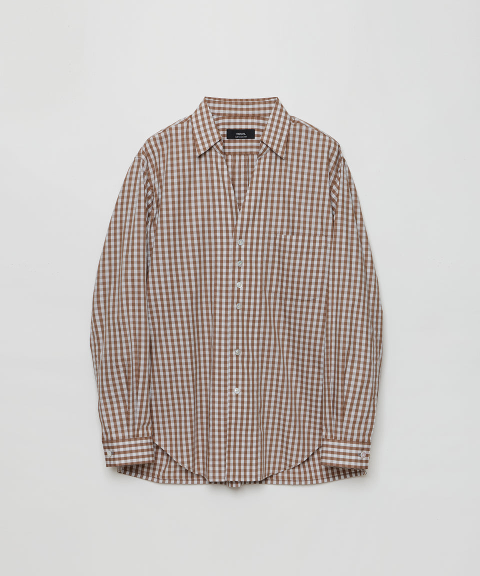 ensou. Gingham Childish Shirt (Beige) / E12S002
